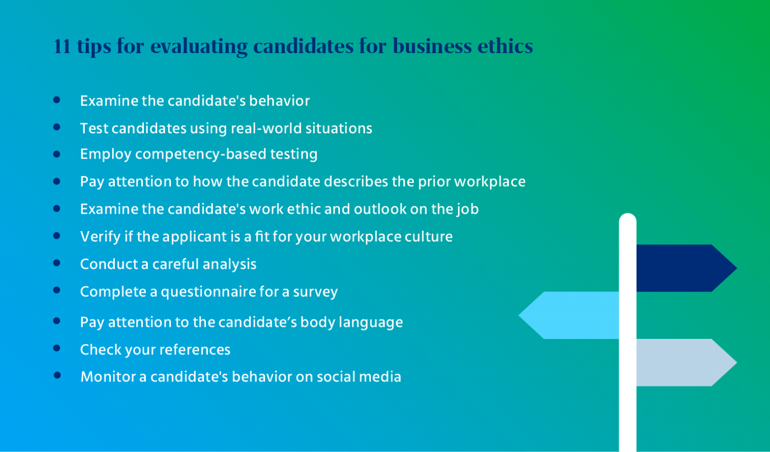 A thorough candidate evaluation for business ethics